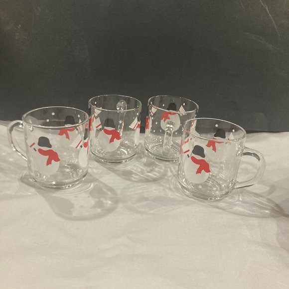 Luminarc | Dining | Luminarc Crate Barrel Snowman Glass Coffee Mugs ...